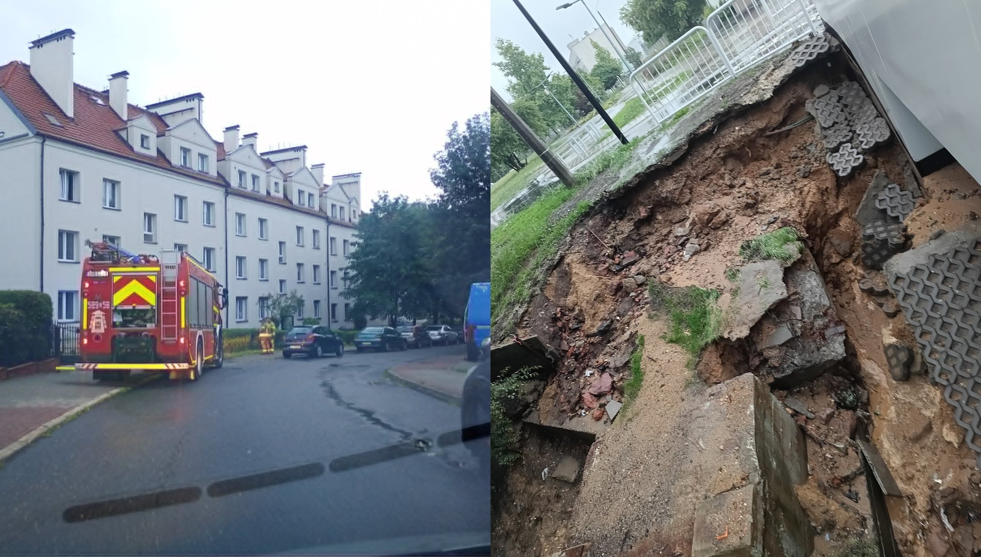 Ulewny deszcz nad Rybnikiem. "Spłynęła" skarpa przy nowej kładce nad ...