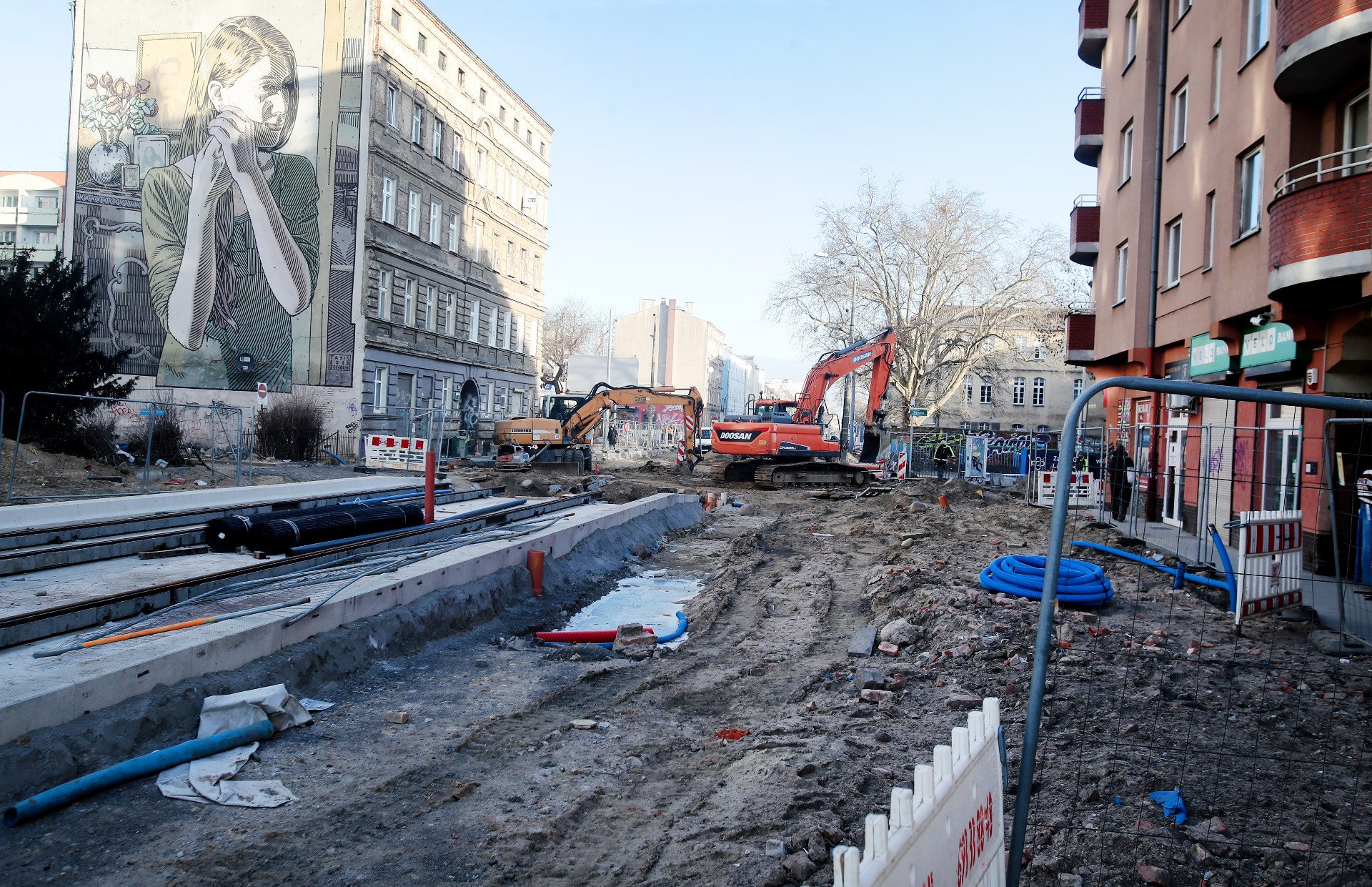 Zima spowolniła przebudowę Alei Powstańców Wielkopolskich w Szczecinie ...
