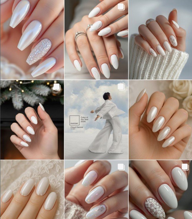 Trendy w manicure 2026: Cloud Dancer, milky white, glass nails, kratka ...