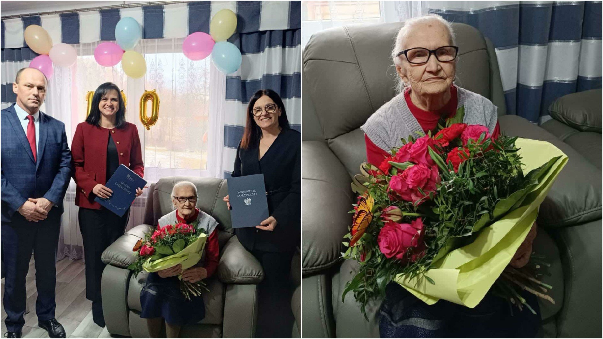 Maria Wrona z Falkowej świętowała setne urodziny. Z życzeniami i ...