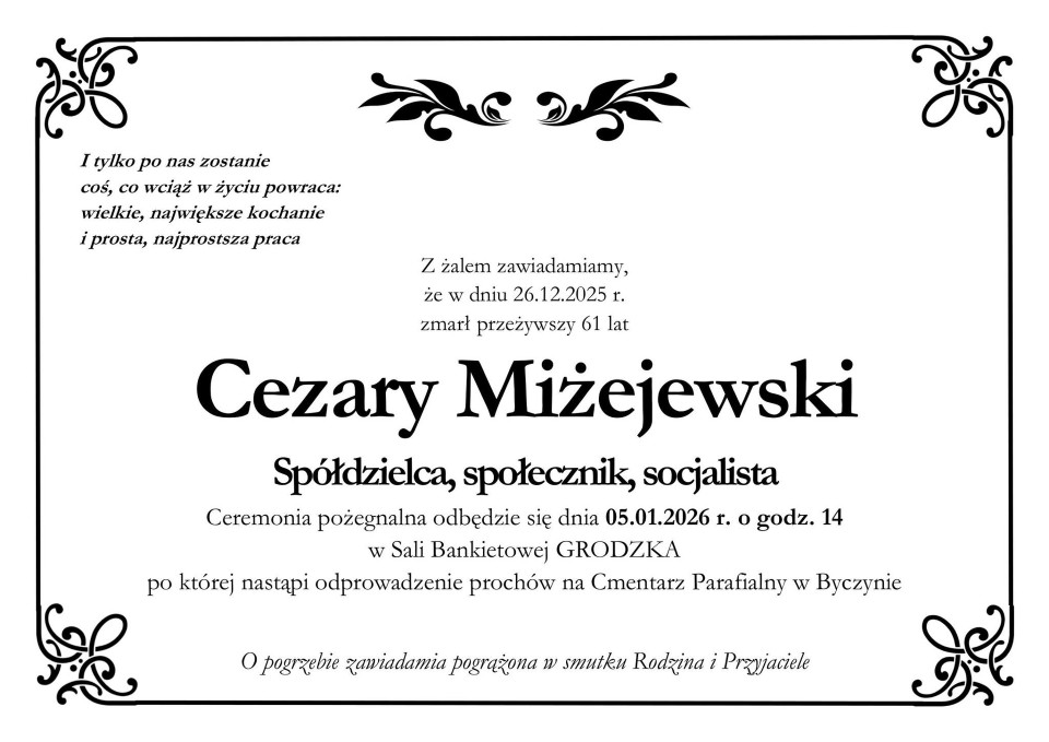 Zmarł były wiceminister Cezary Miżejewski. Pochowany zostanie w ...